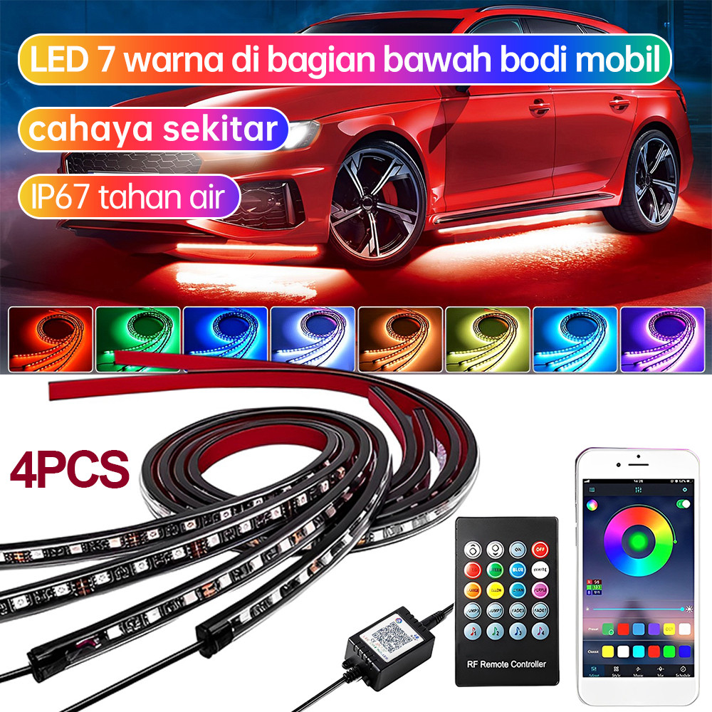 Jual 4 PCS Lampu LED Strip Modifikasi Bawah Mobil RGB 90- 120cm ...