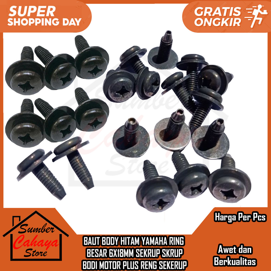 Jual Baud Bodi Motor Baut Body Hitam Yamaha Ring Besar 6x18 Mm Skrup ...
