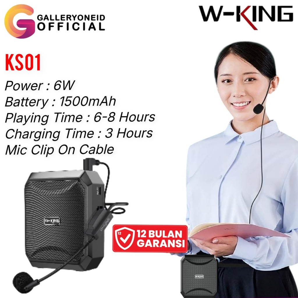 Jual Speaker Pinggang Loudspeaker Megaphone Mic Clip On WKing KS01 Pengeras Suara Guru Mengajar ...