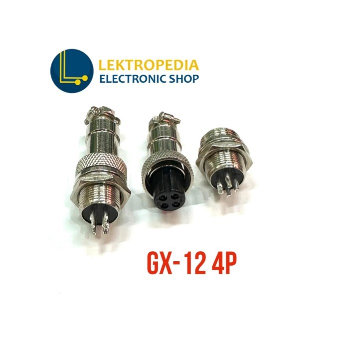 Jual Konektor CB 4 pin GX-12 Connector 4pin 4p 4 p kaki Jack Socket male female GX12 Aviation ...