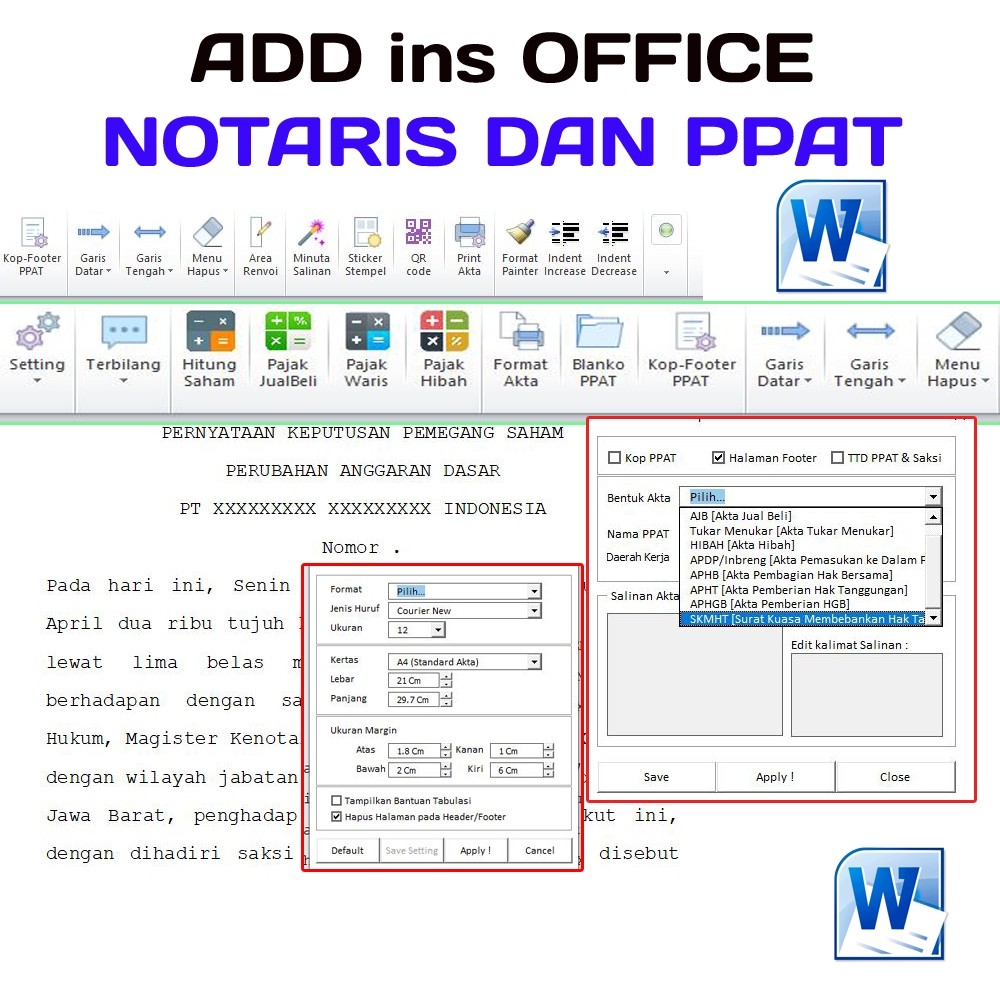 Jual Software Aplikasi minuta NOTARIS dan PPAT ( addon word ) | Shopee Indonesia
