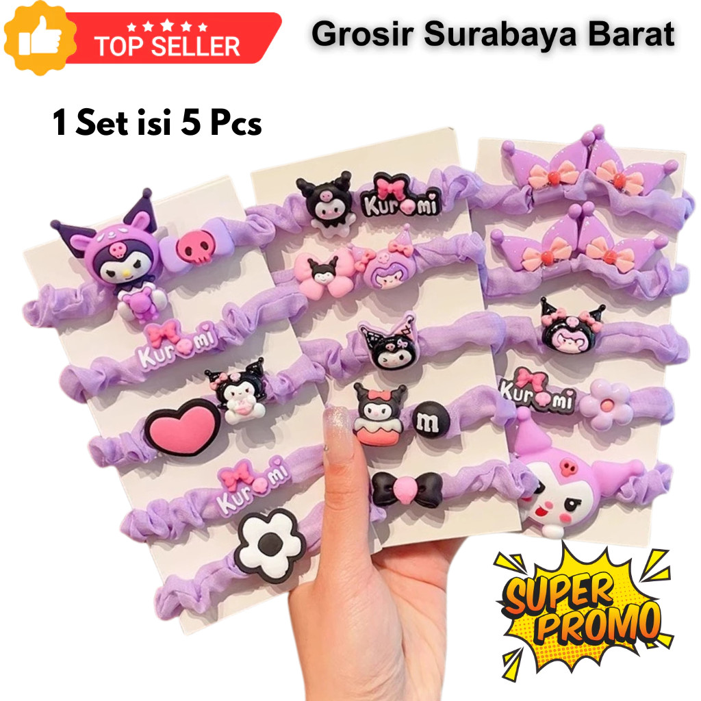 Jual Grosir Surabaya Barat Kunciran rambut 1 set isi 5 pcs Kuromi ...