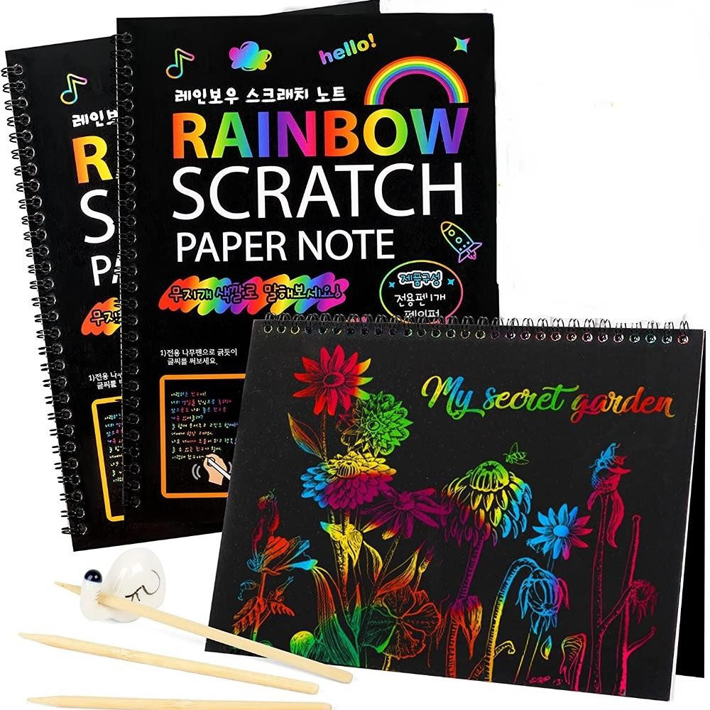 Jual Montessori Painting Note Scratch Art Paper DIY Graffiti Book ...