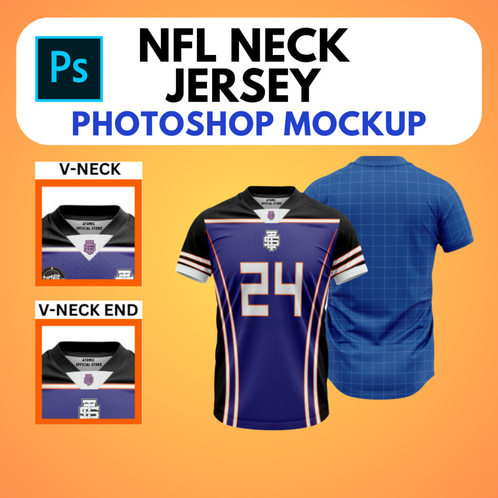 Jual INSTANT NFL Neck Jersey Shirt Mockup Photoshop Template (Editable ...