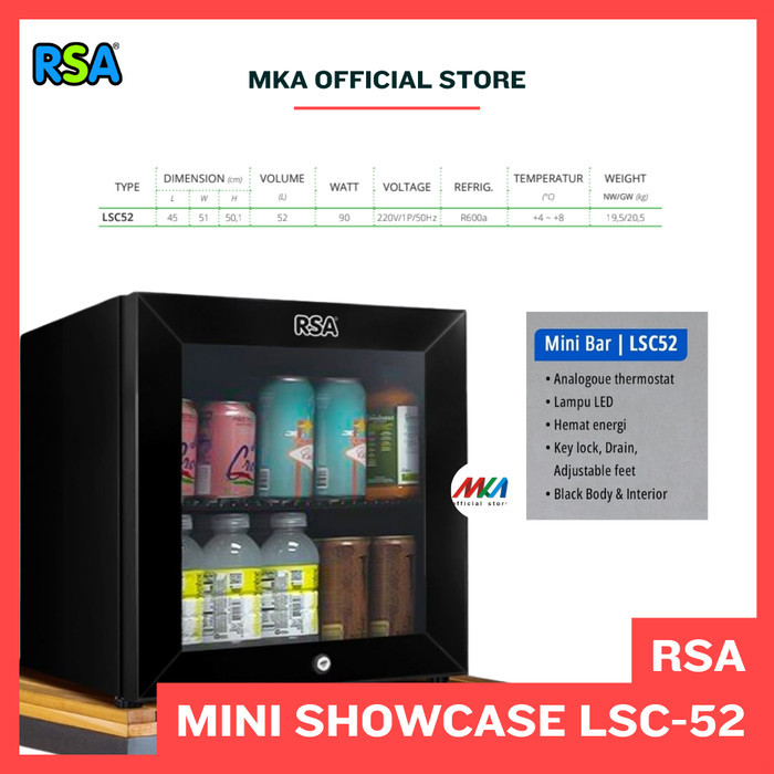 Jual RSA Mini Showcase Portable 52 liter LSC52 / LSC-52 Display Cooler ...