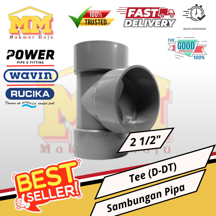 Jual TEE (D-DT) 2 1/2" 2.5" INCH RUCIKA WAVIN POWER - SAMBUNGAN PIPA PVC FITTING | Shopee Indonesia