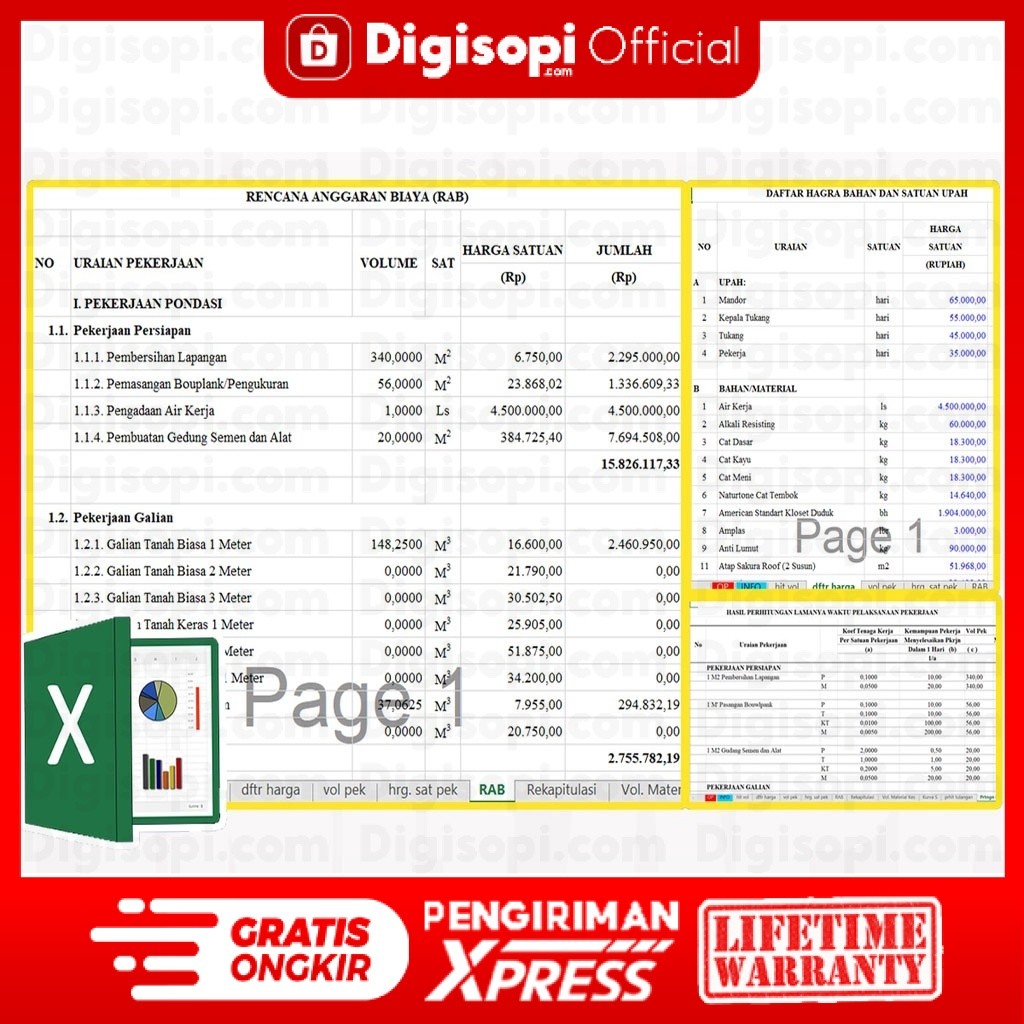 Jual Aplikasi RAB Otomatis Excel Rumus Perhitungan Rencana Anggaran ...