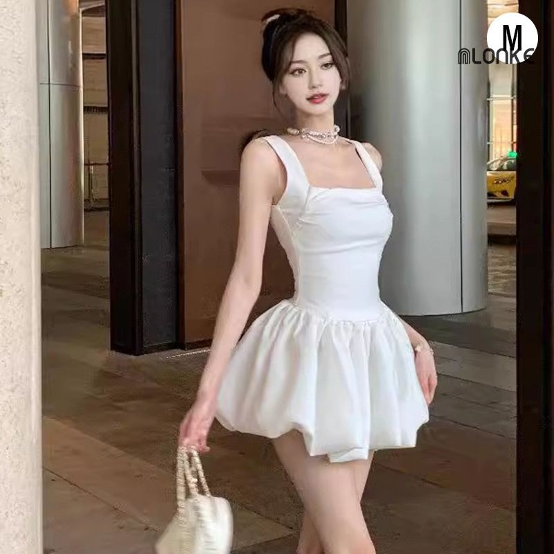 Jual NLONKE - Gaun Tanpa Lengan Pedas Manis Gaun Retraksi Pinggang Gaun ...