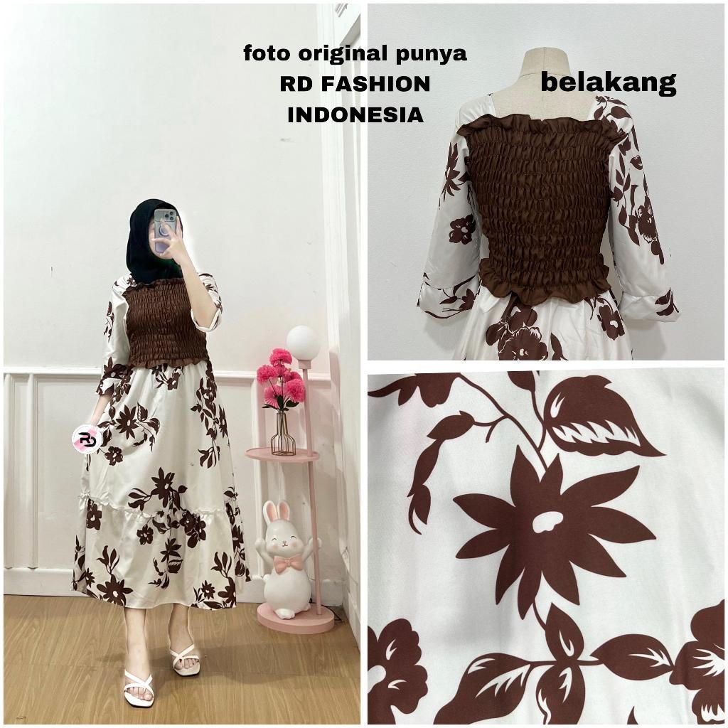 Jual RENA DRESS LONG SMOCKED | Shopee Indonesia