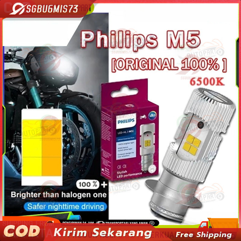 Jual Lampu Depan Motor LED PHILIPS M5 6500K 12 Volt 6 Watt LED 2 Sisi ...