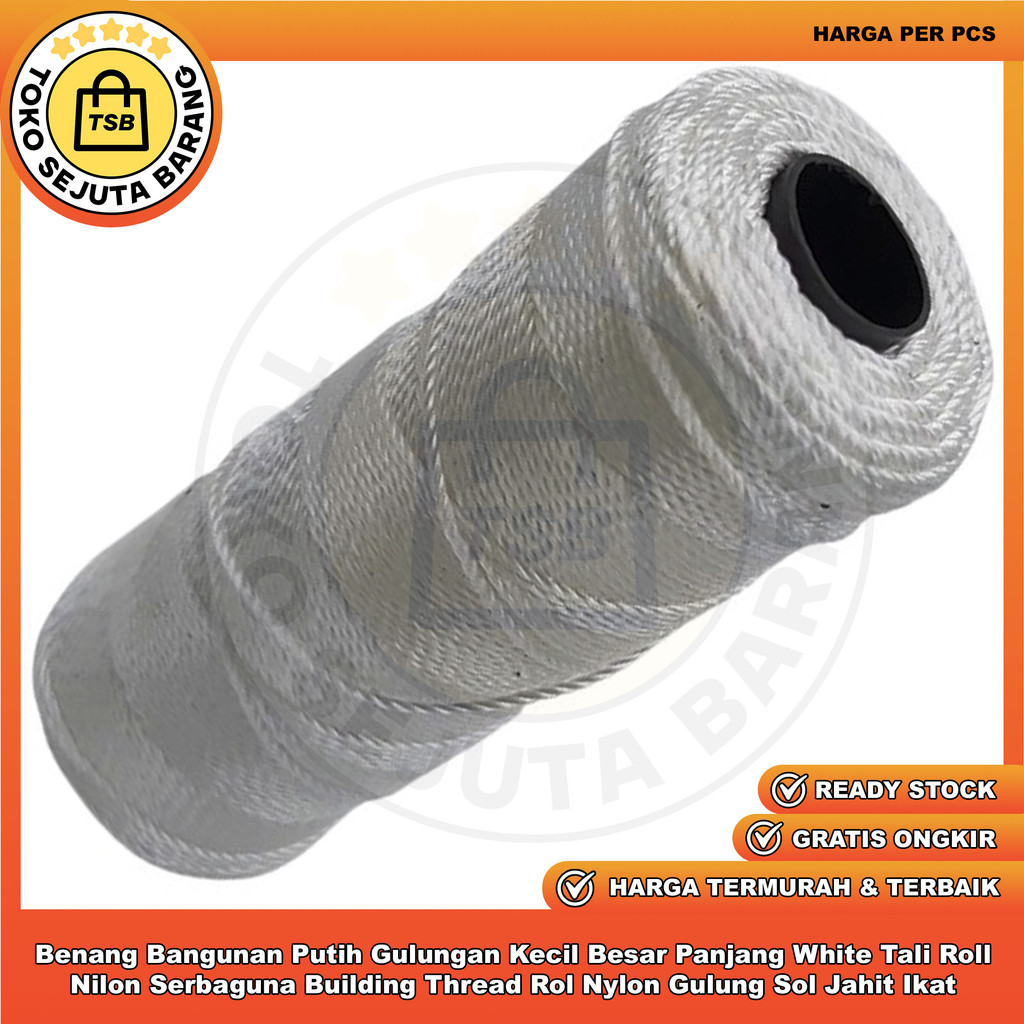 Jual Benang Bangunan Putih Gulungan Kecil Besar Panjang White Tali Roll ...