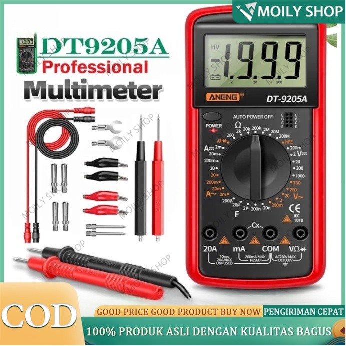 Jual DT-9205A Multimeter Avometer Multitester Digital DC AC Diode TR ...