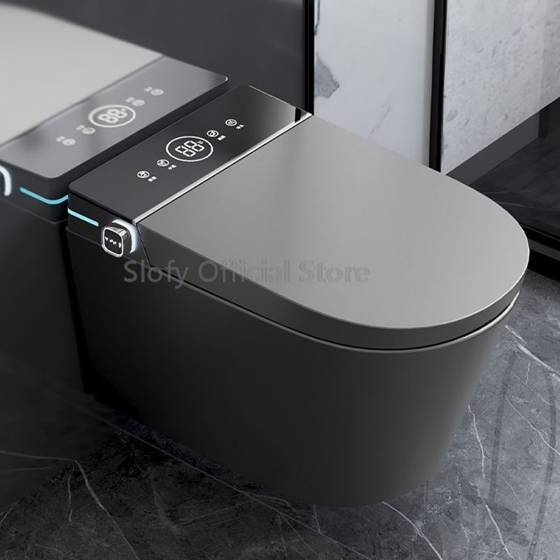 Jual Luxury Gray/Black Wall Mounted Intelligent Toilet One Piece Wall ...