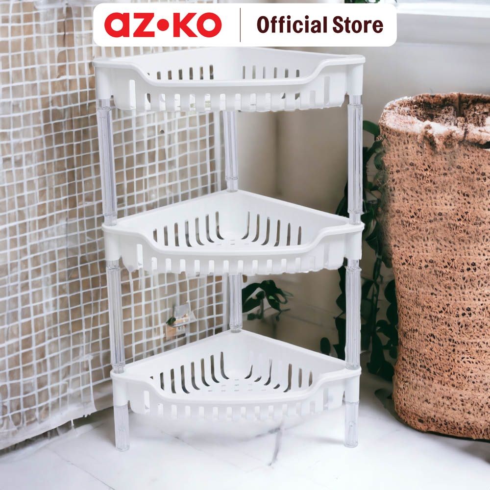 Jual AZKO Stora Ukuran S Rak Penyimpanan 3 Tingkat Triangle - Putih ...