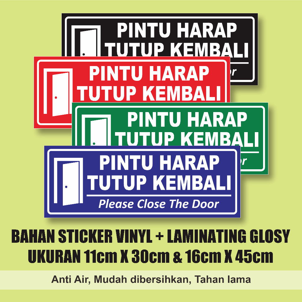 Jual STIKER PINTU HARAP TUTUP KEMBALI + LAMINASI GLOSSY | Shopee Indonesia