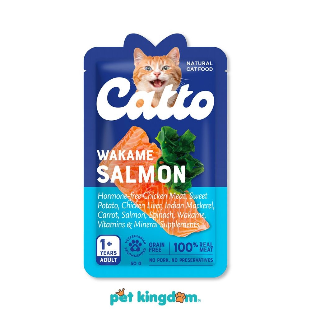Jual Pet Kingdom Catto 50 gr Makanan Kucing Basah Adult Wakame Salmon ...