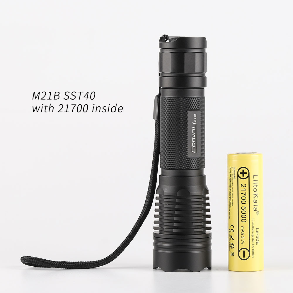 Jual Convoy M21B flashlight with luminus sst40, with 21700 battery ...