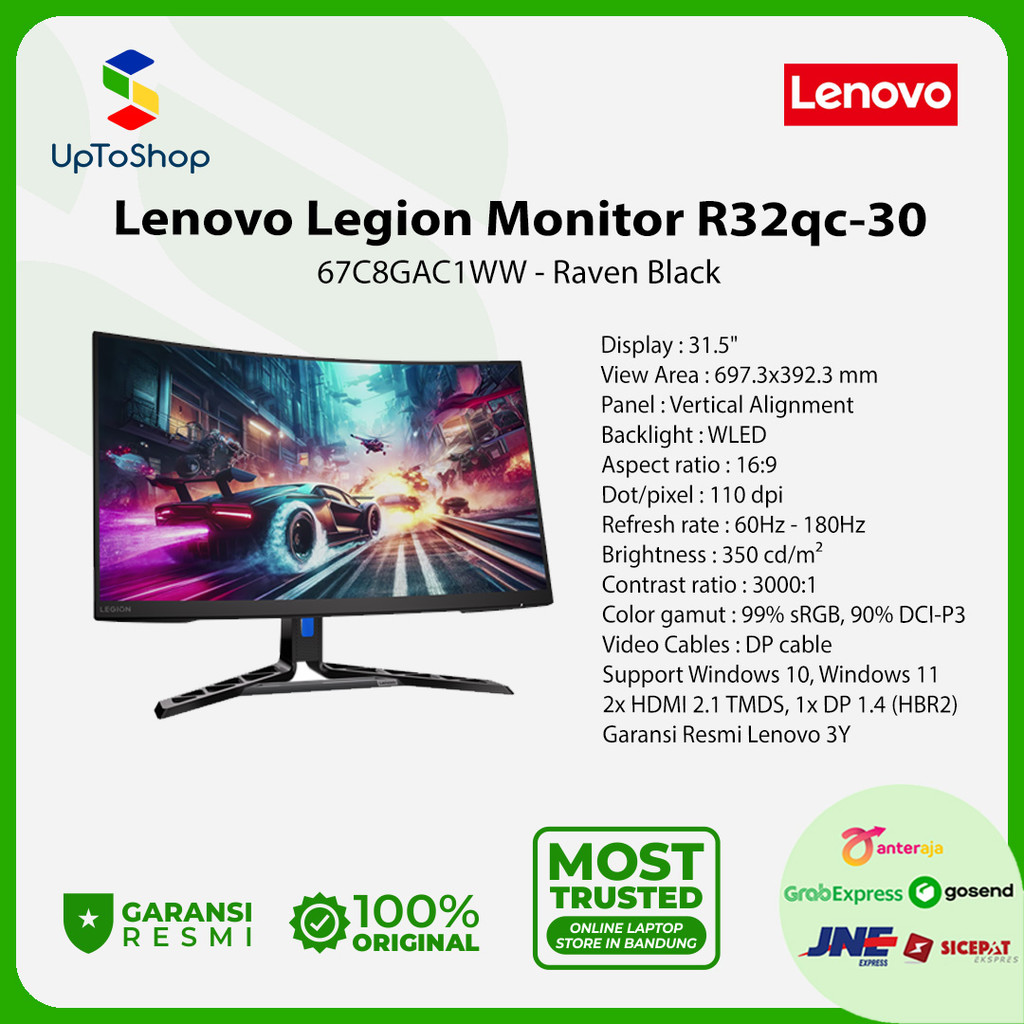 Jual Lenovo Legion Monitor R32qc-30 31.5" VA 180Hz 0.5ms 2K QHD 99%sRGB ...