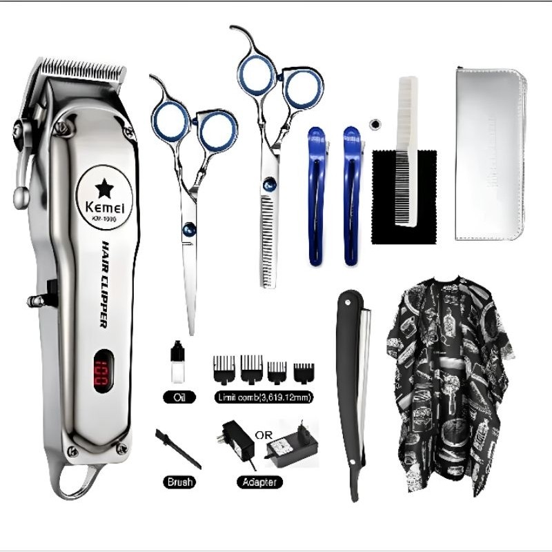 Jual Paket Lengkap Alat Mesin Cukur Pangkas Potong Cukur Rambut Kemei Km 1996 Hair Clipper ...