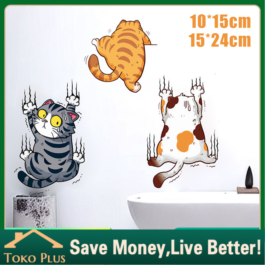 Jual 3Pcs Stiker Kucing Jatuh Stiker Mobil Lucu Keren / Sticker Cute ...