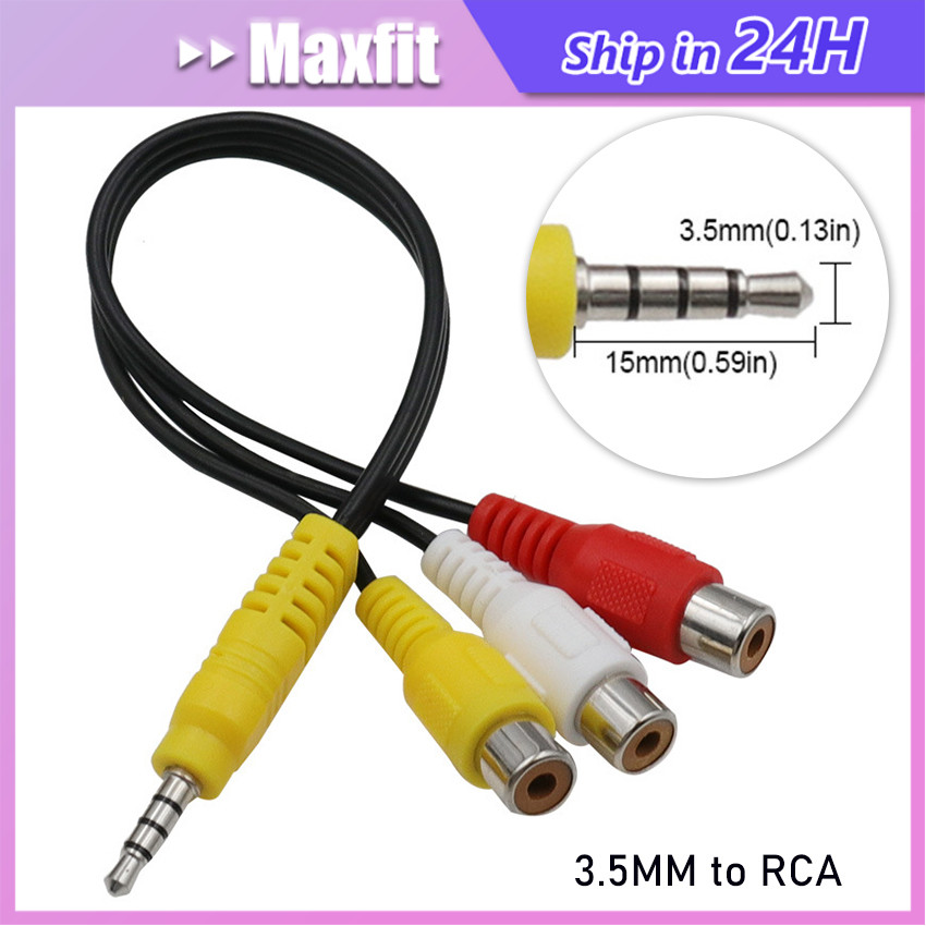 Jual KABEL JACK AV 3.5MM GARIS 3 TO 3 RCA FEMALE - 3.5 MALE TO 3 RCA ...