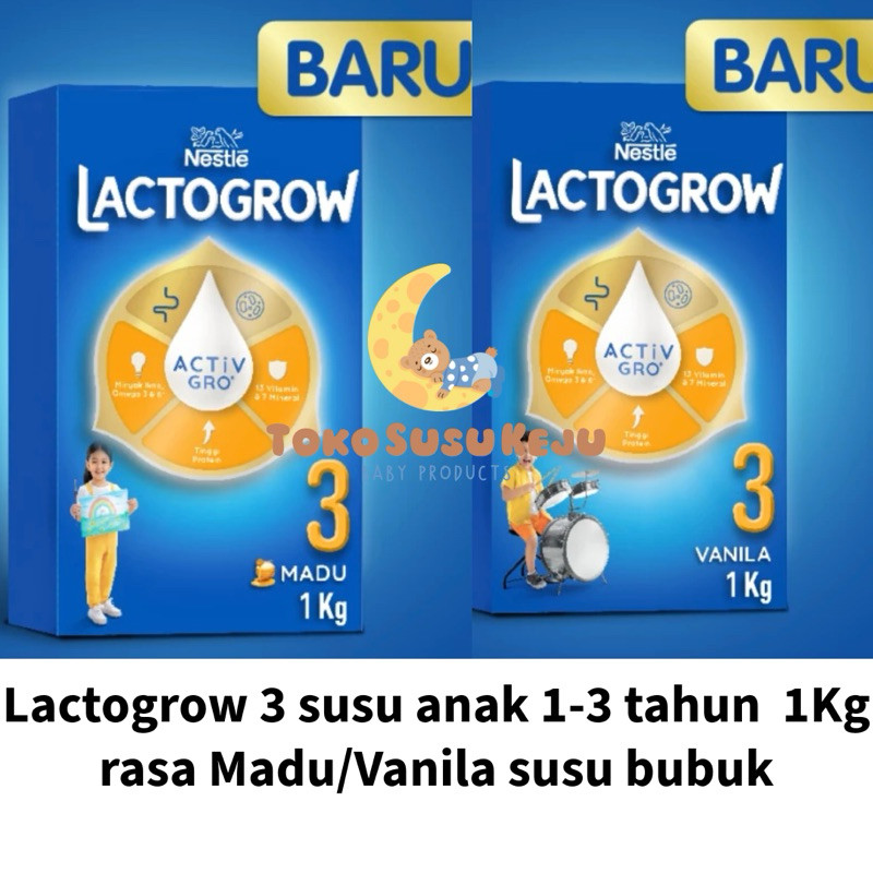 Jual FG99KJ LACTOGROW 3 SUSU ANAK 1-3 TAHUN BOX 1Kg RASA MADU / VANILA ...