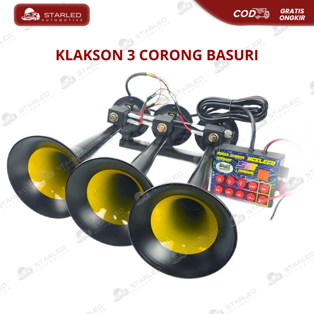 Jual Klakson Telolet 3 Corong Basuri Modul 56 Nada 12V dan 24V | Shopee ...