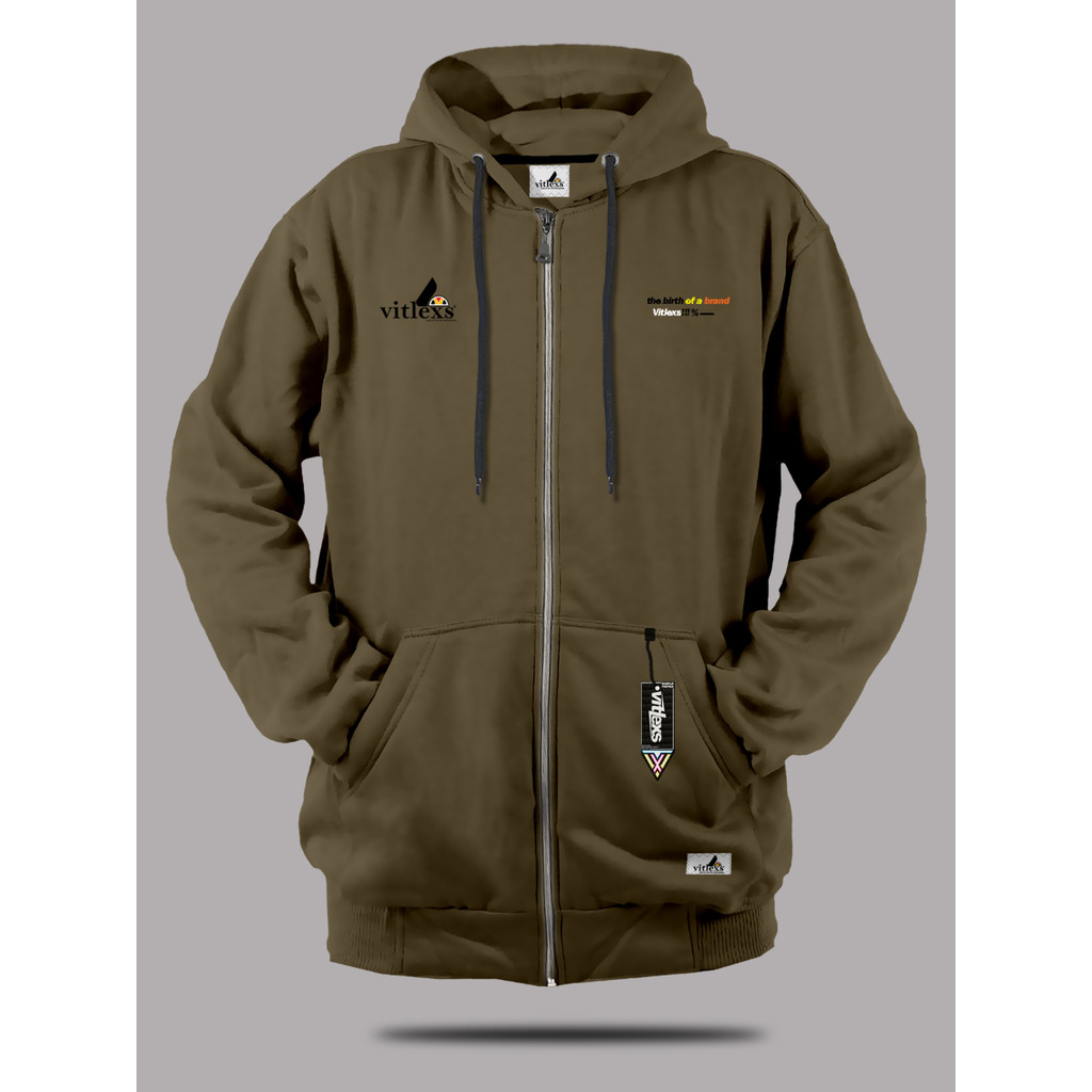 Jual Vitlexs Sweater Hoodie Zipper Pria List Basic Logo Hoodie Polos ...