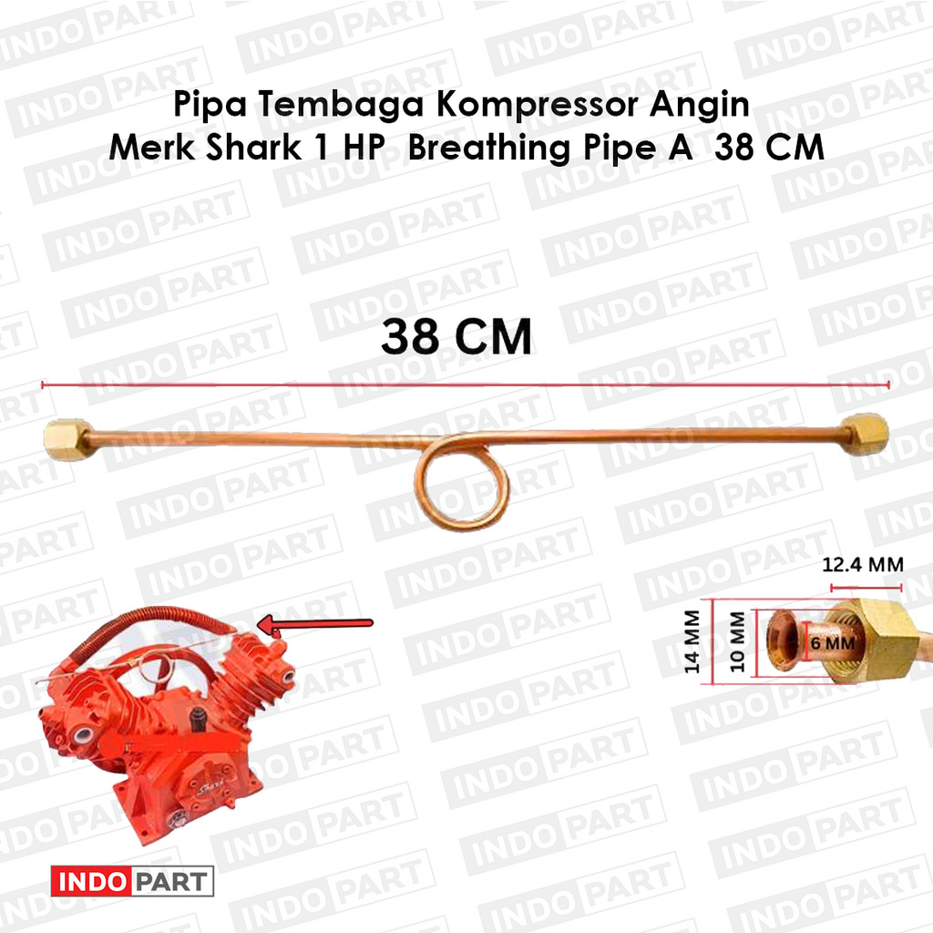 Jual Breathing Pipe A 1 HP 38 CM Pipa Tembaga Kompressor Angin 1 HP ...