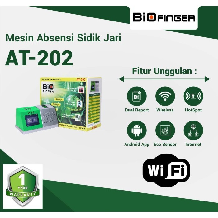 Jual Fingerprint Absensi Jari BioFinger AT-202 USB Flash WiFi Baterai ...