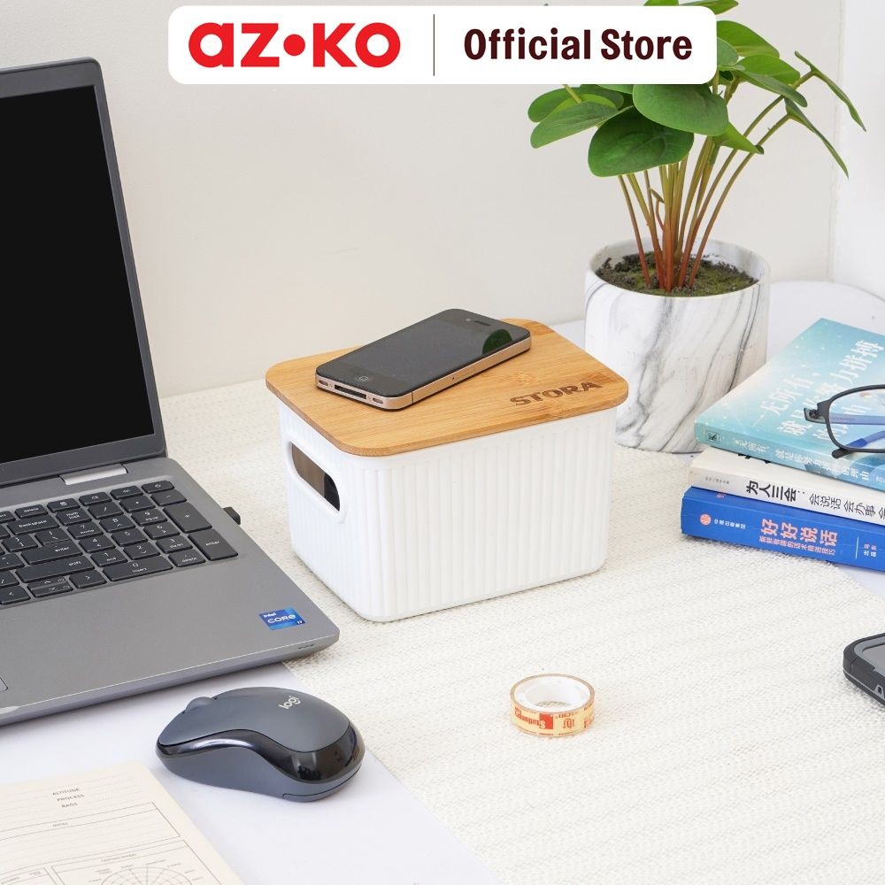 Jual AZKO Stora 16.5X12.5X10 cm Kotak Penyimpanan Dengan Tutup Bambu ...