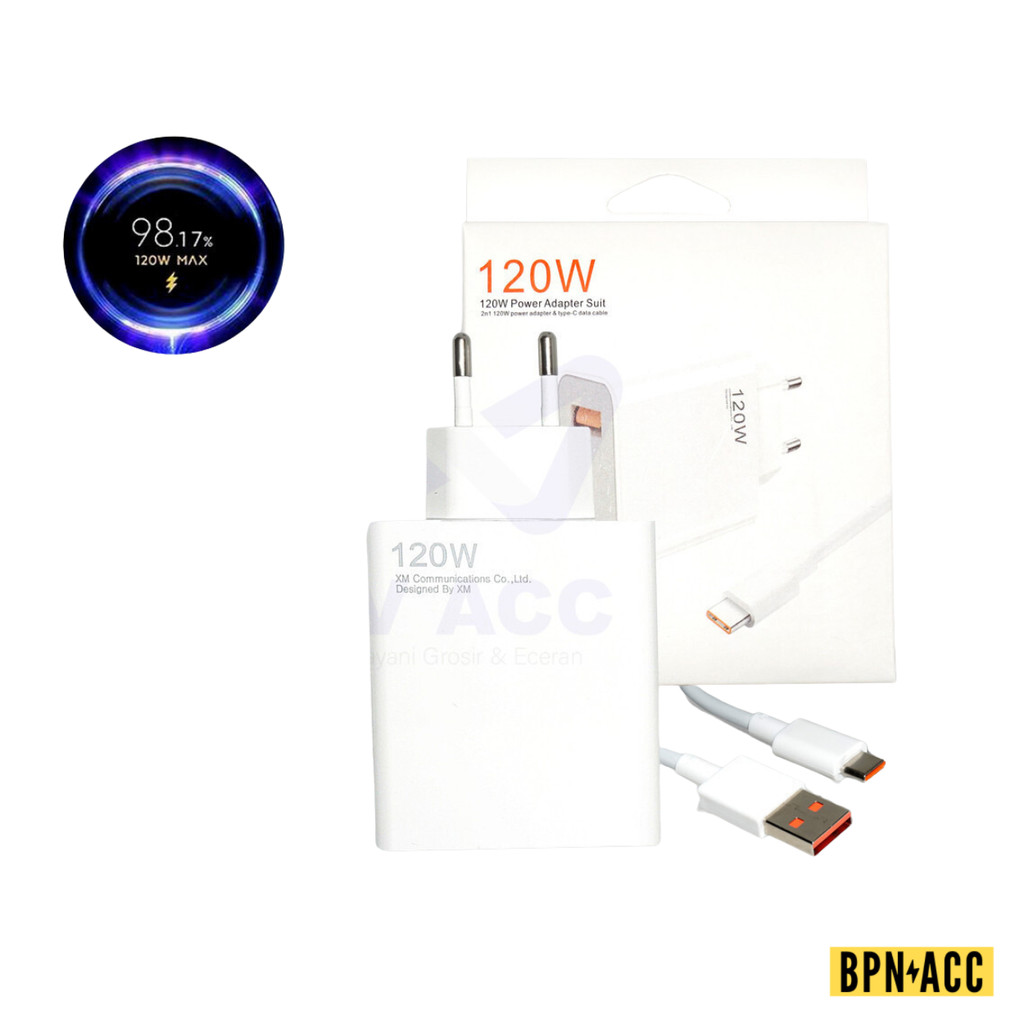 Jual Fullset Charger 120W Type Tipe C Turbo Charge Fast Charging Xiaomi ...