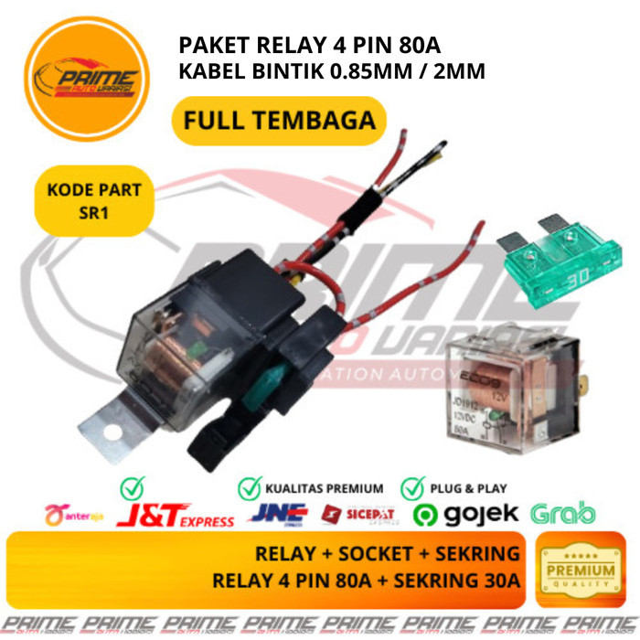 Jual Relay Klakson dan Lampu Tembak 4 Kaki 12v 80A Plat Tembaga 0.85 MM ...