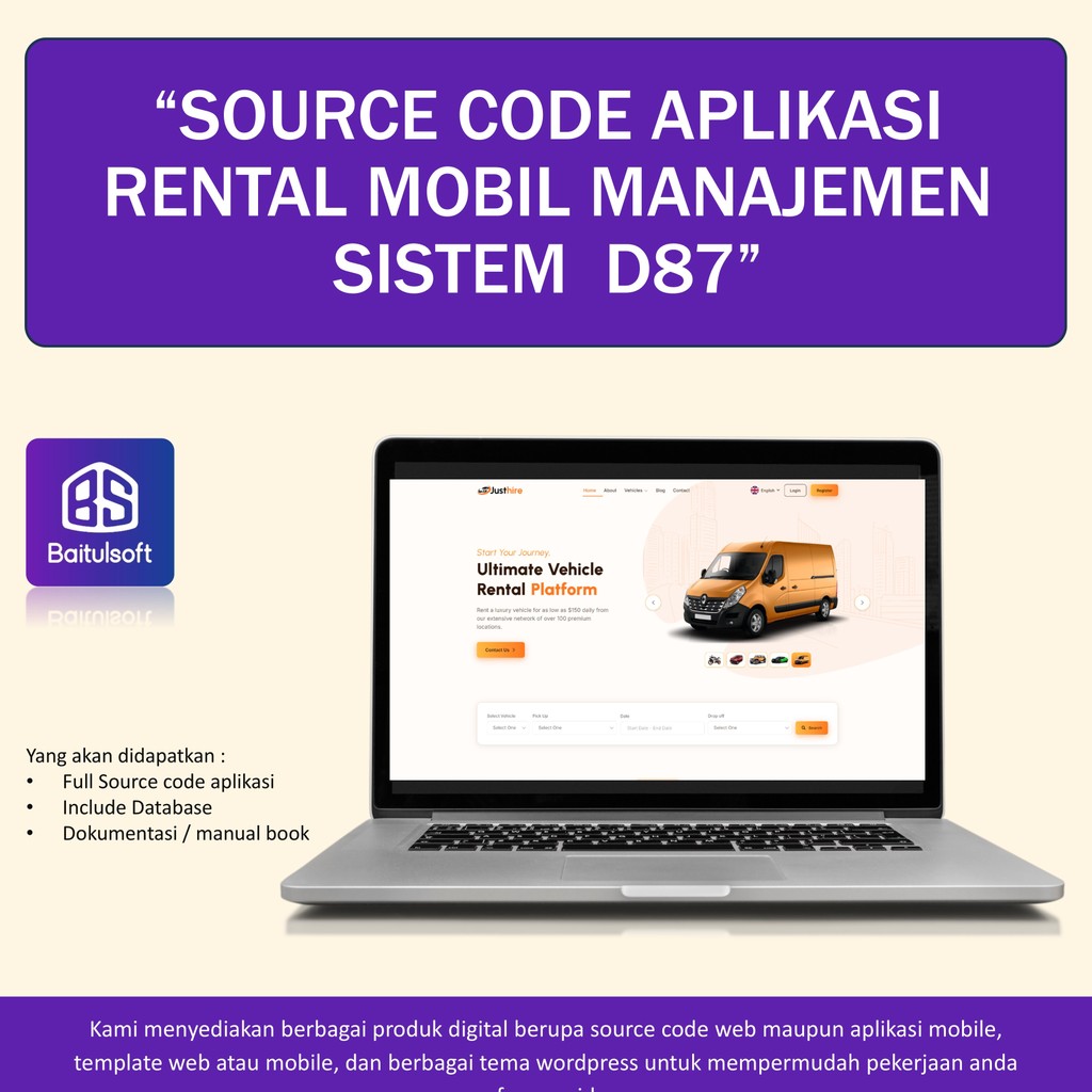 Jual SOURCE CODE APLIKASI RENTAL MOBIL MANAJEMEN SISTEM D87 | Shopee Indonesia
