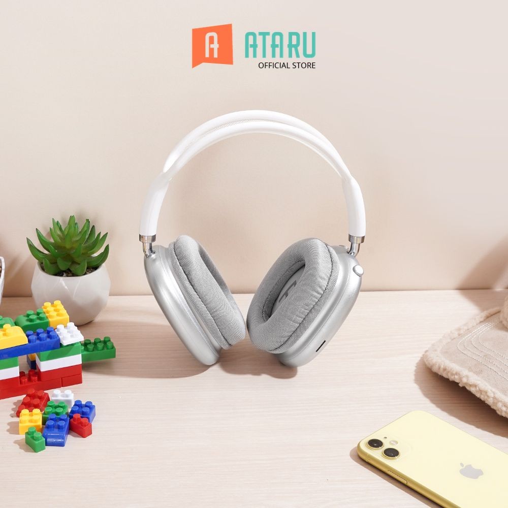 Jual Ataru Headphone Bluetooth V5.3 - Silver On Ear Headphones Nirkabel ...