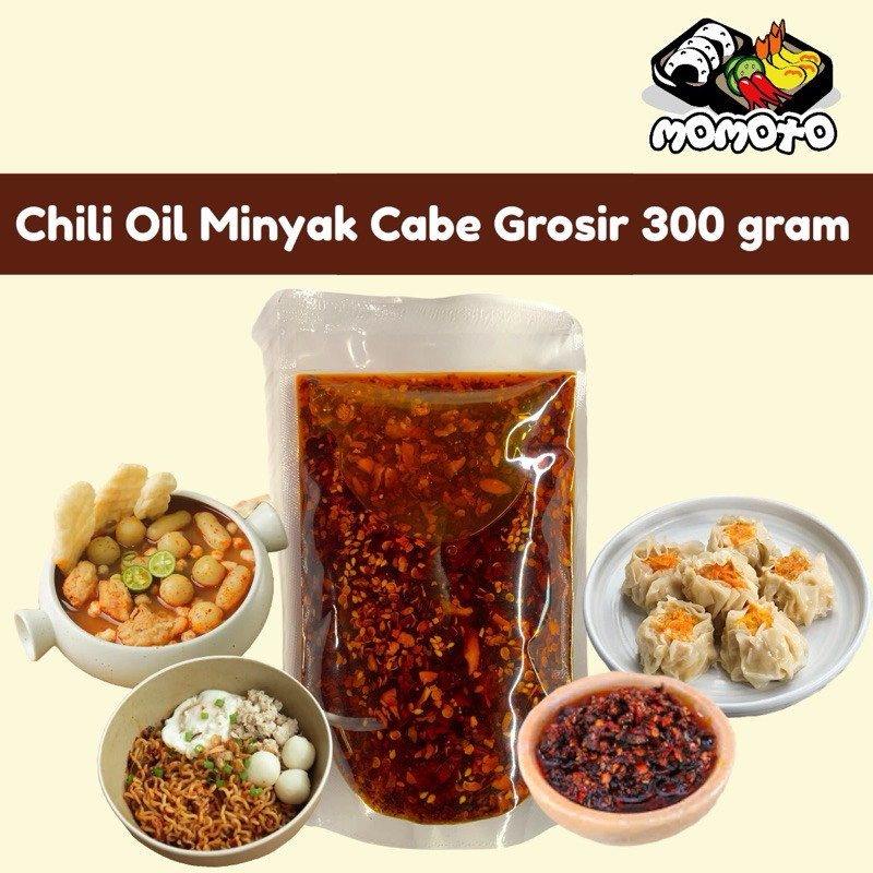 Jual Momoto Chili Oil Minyak Cabe 300 gram Dimsum Baso Aci Seblak Ramen ...