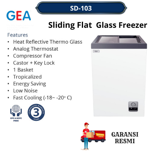 Jual Gea Flat Sliding Glass Freezer - SD 103 / SD-103 / SD103 ...