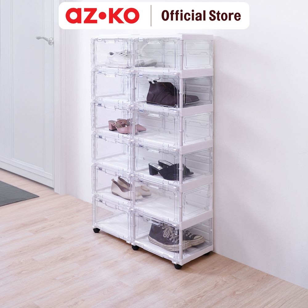 Jual AZKO Stora Kotak Sepatu Lipat 12 Pintu Dengan Lampu Led & Roda ...