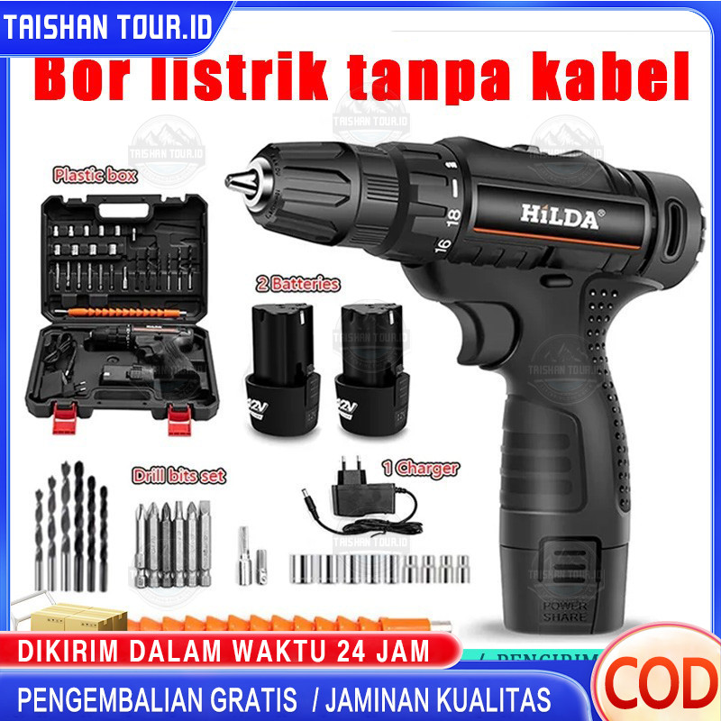 Jual Bor Listrik 12V Mesin Bor Baterai Cordless Bor Listrik Set ...