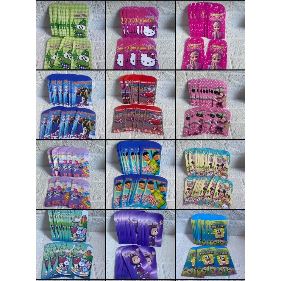 Jual Ampau 2025/ amplop lebaran karakter ATM 50 lembar - KARTUN MIX ...