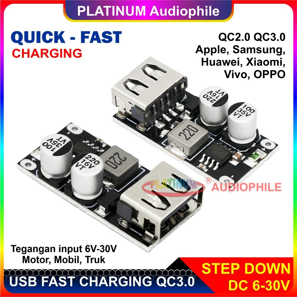 Jual Modul Fast Charging USB 5V 9V 12V 24W Quick Charger QC2.0 QC3.0 ...