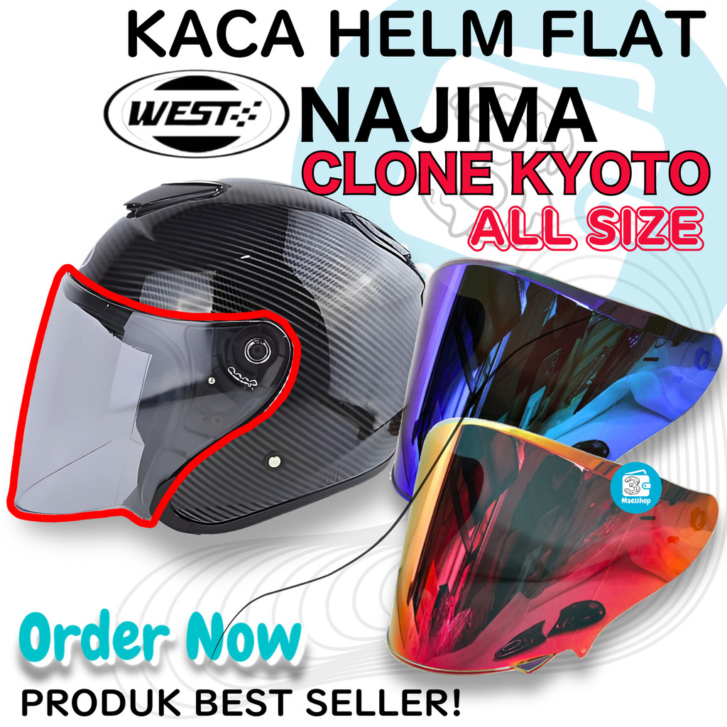 Jual Kaca Helm Flat Three Maestro Visor for WEST NAJIMA clone kyoto ...