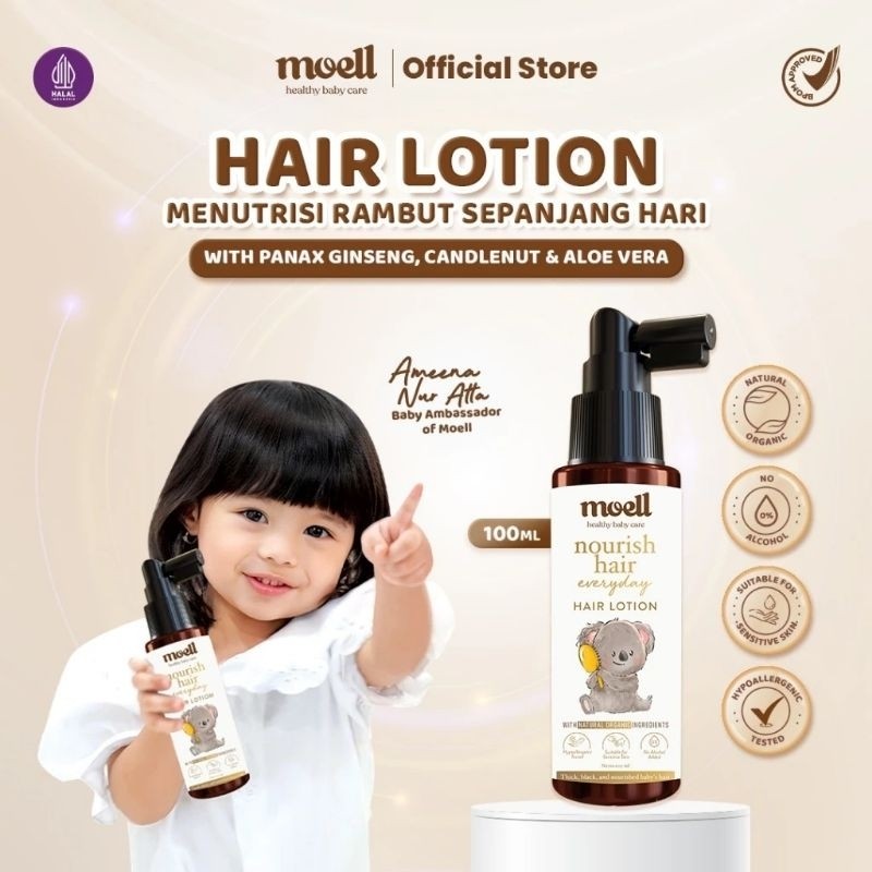 Jual Moell Hair Lotion Baby With Panax Ginseng & Calendula Oil 100 ml ...