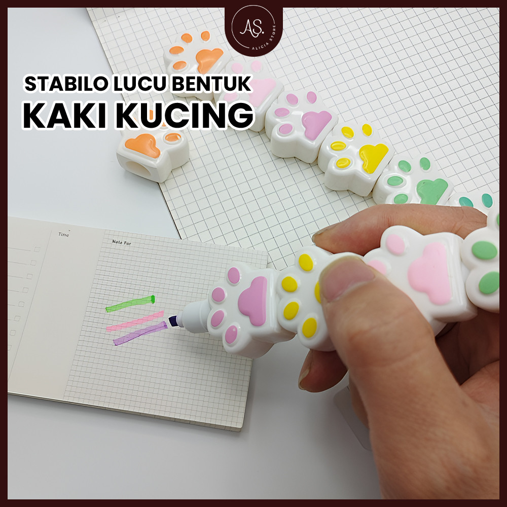 Jual AS Stabilo Lucu Set 5 Pcs + 1 Pcs Tutup Bentuk Kaki Kucing ...