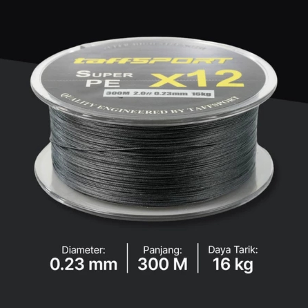 Jual Senar Benang Tali Pancing Super PE X12 Braided 300M 2.0 Grey ...