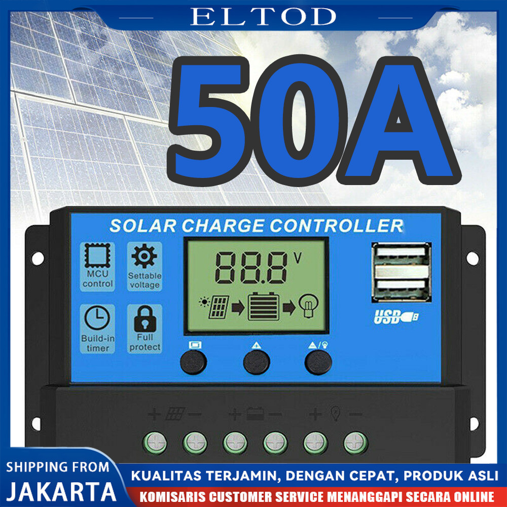 Jual Solar Charge Controller LCD LED Display Solar PWM 12V/24V 50A 60A ...