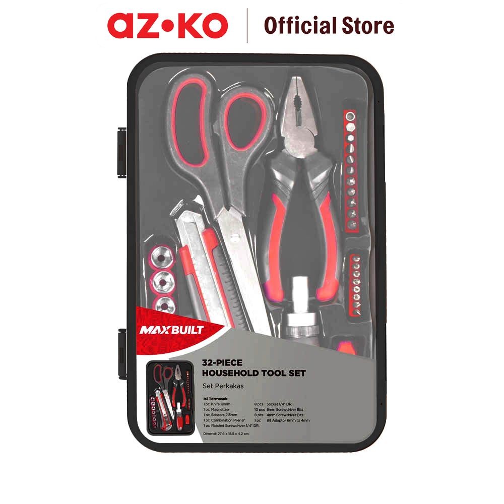 Jual AZKO Maxbuilt Set 32 Pcs Set Perkakas - Merah/Hitam Hand Tools Set ...