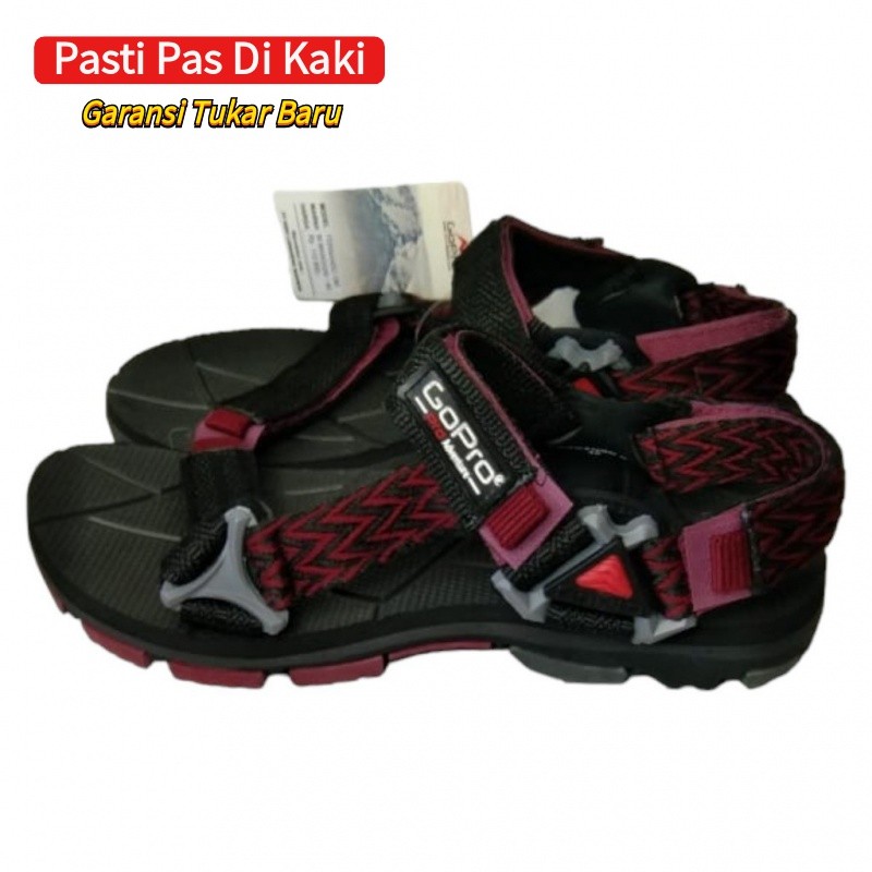 Jual FERNANDO Sandal Gunung Pria Pengait Velcro Warna Merah Manggis ...