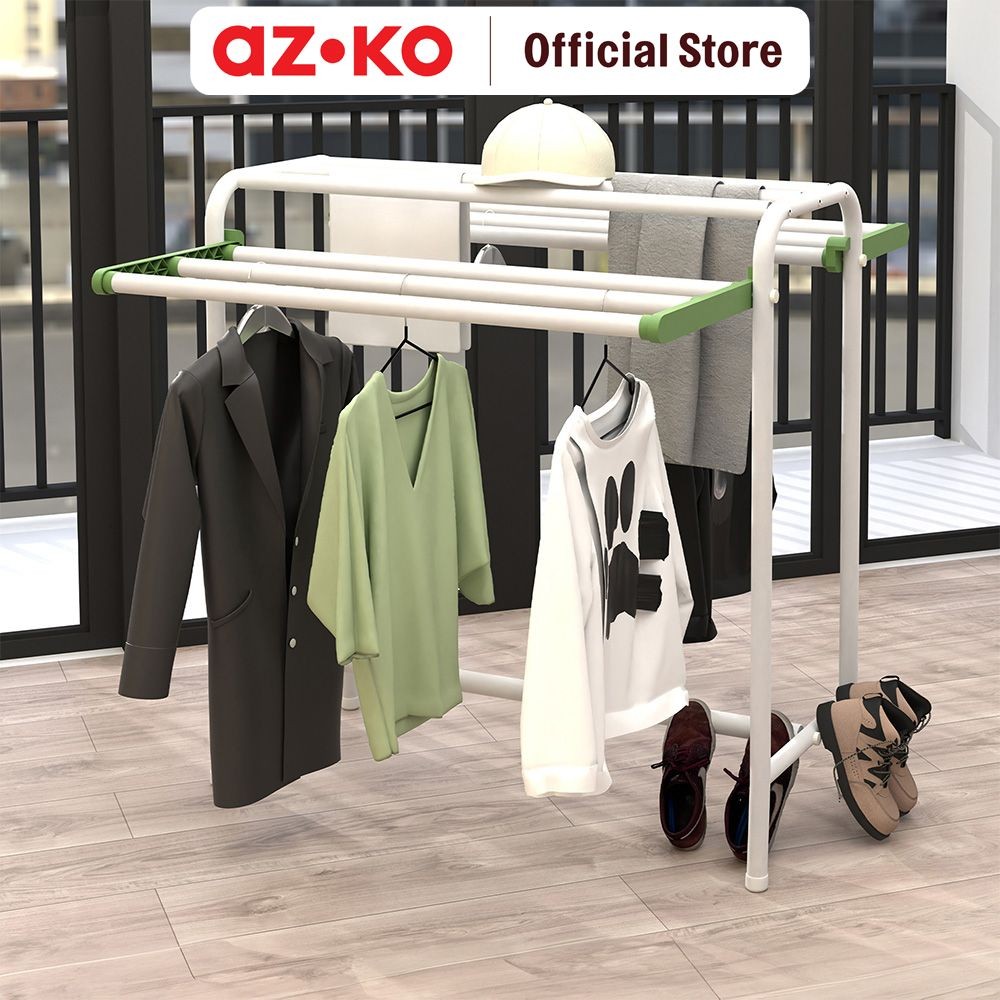 Jual AZKO Stora Jemuran Handuk Lipat 9 Bar - Hijau Muda/Putih Tempat ...