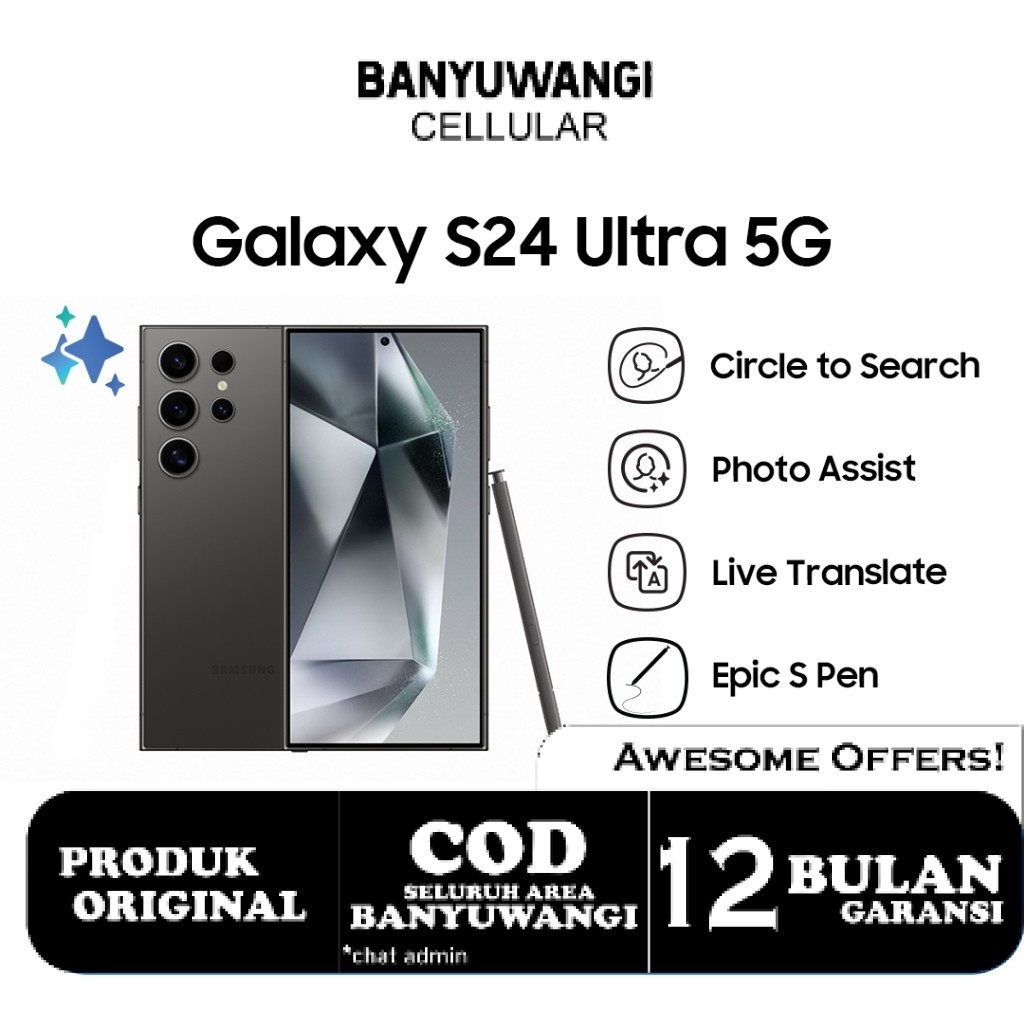 Jual Samsung Galaxy S24 Ultra 12/512GB-Titanium Black,Smartphone AI ...